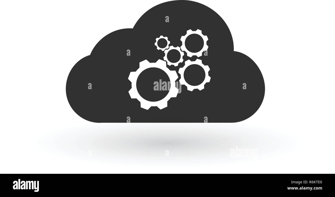 Cloud Storage Settings Linear Icon Web Hosting Preferences Cloud Computing With Cogwheels