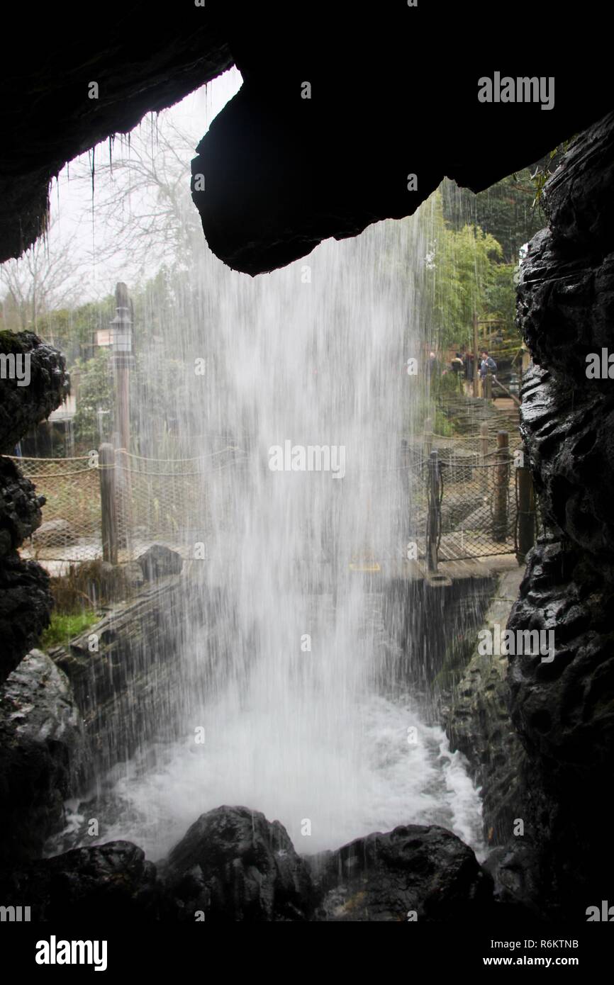 Stream waterfall behind in forest hi-res stock photography and images ...