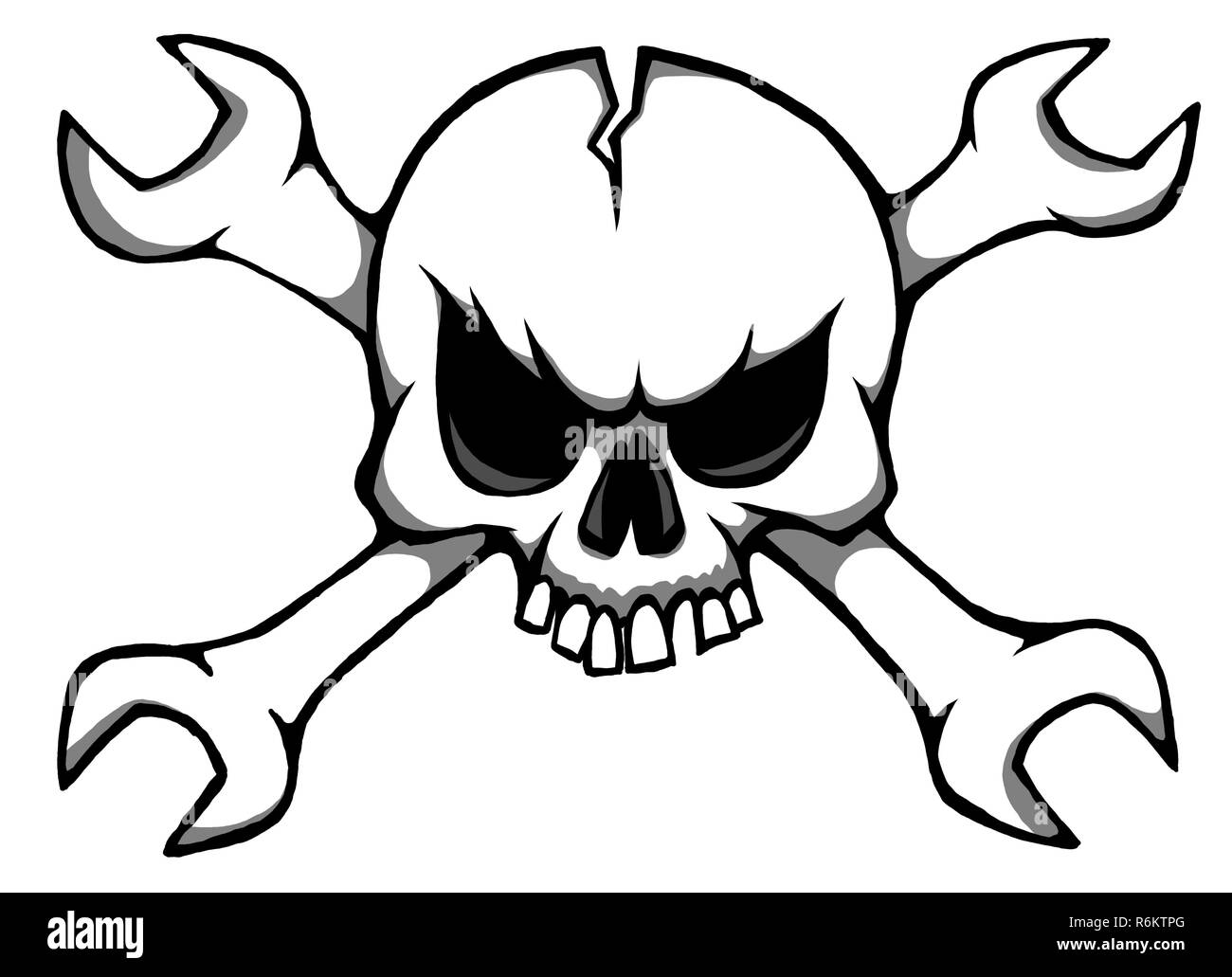 Mechanical Skull Drawing