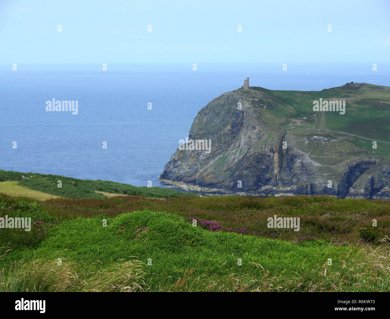 bay of port erin with milner's tower on the isle of man Stock Photo - Alamy