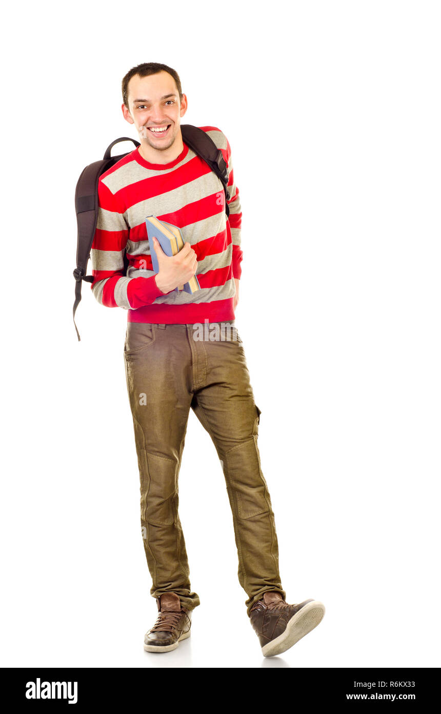 student boy isolated on a white background Stock Photo - Alamy