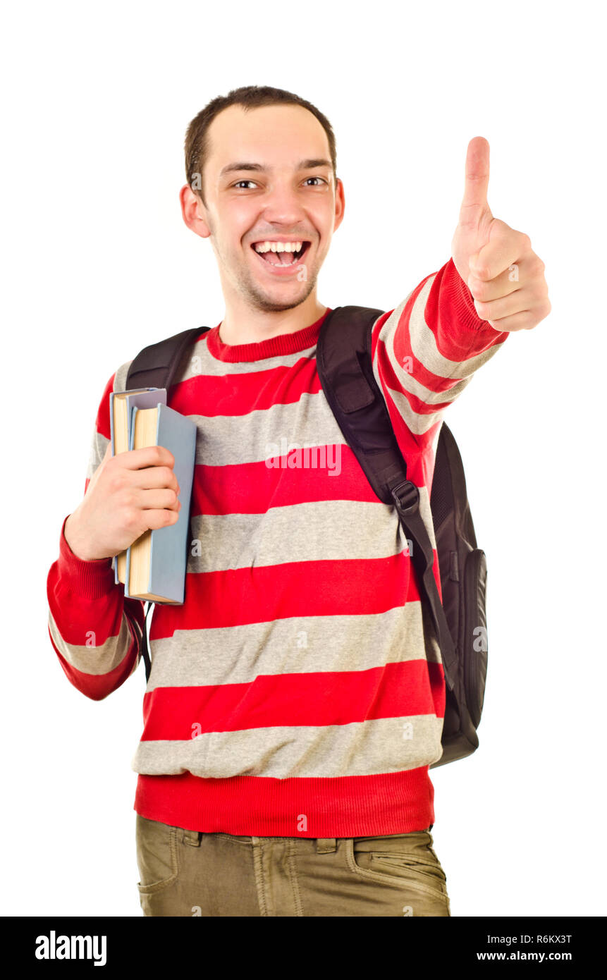 student boy isolated on a white background Stock Photo - Alamy