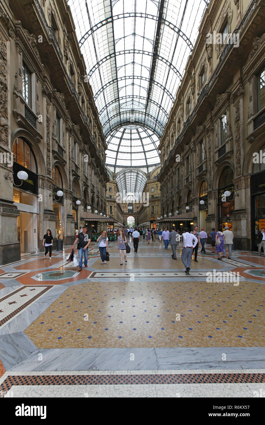 MILAN, ITALY - JULY 9: Galleria Vittorio Emanuele II in Milan on JULY 9 ...