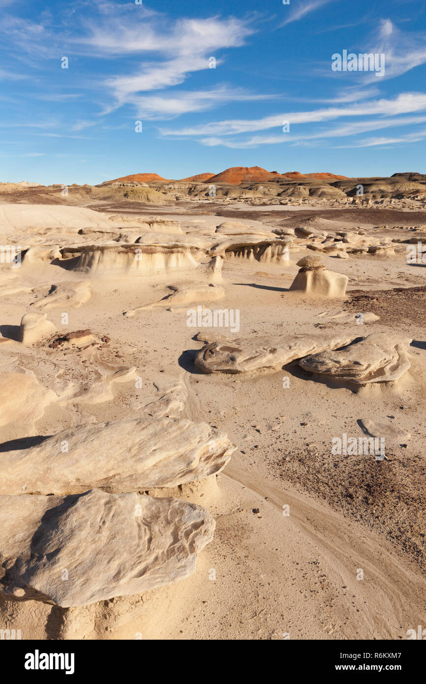 Bisti Badlands under blue sky Stock Photo - Alamy