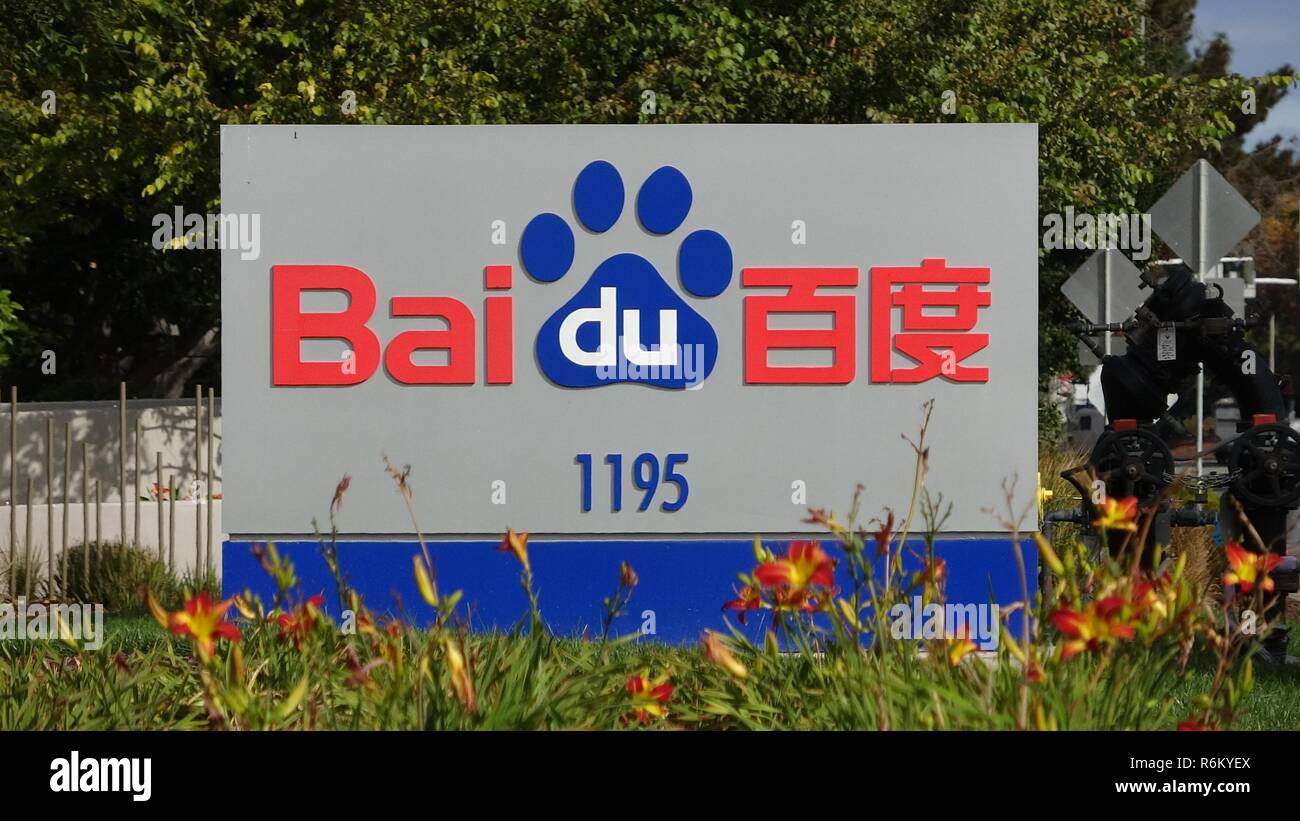 Close-up of sign at regional headquarters of Chinese internet company ...