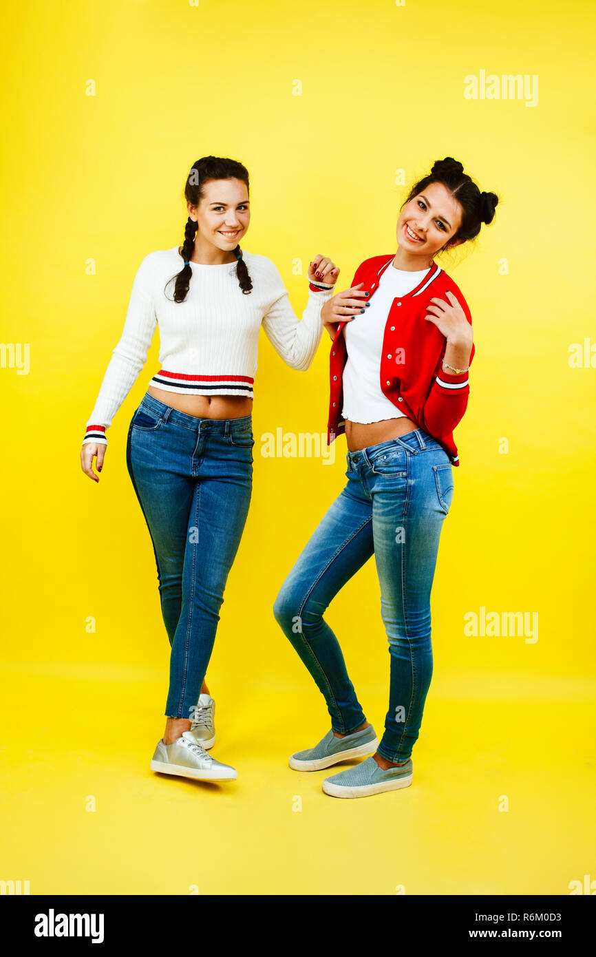 lifestyle people concept: two pretty young school teenage girls Stock ...