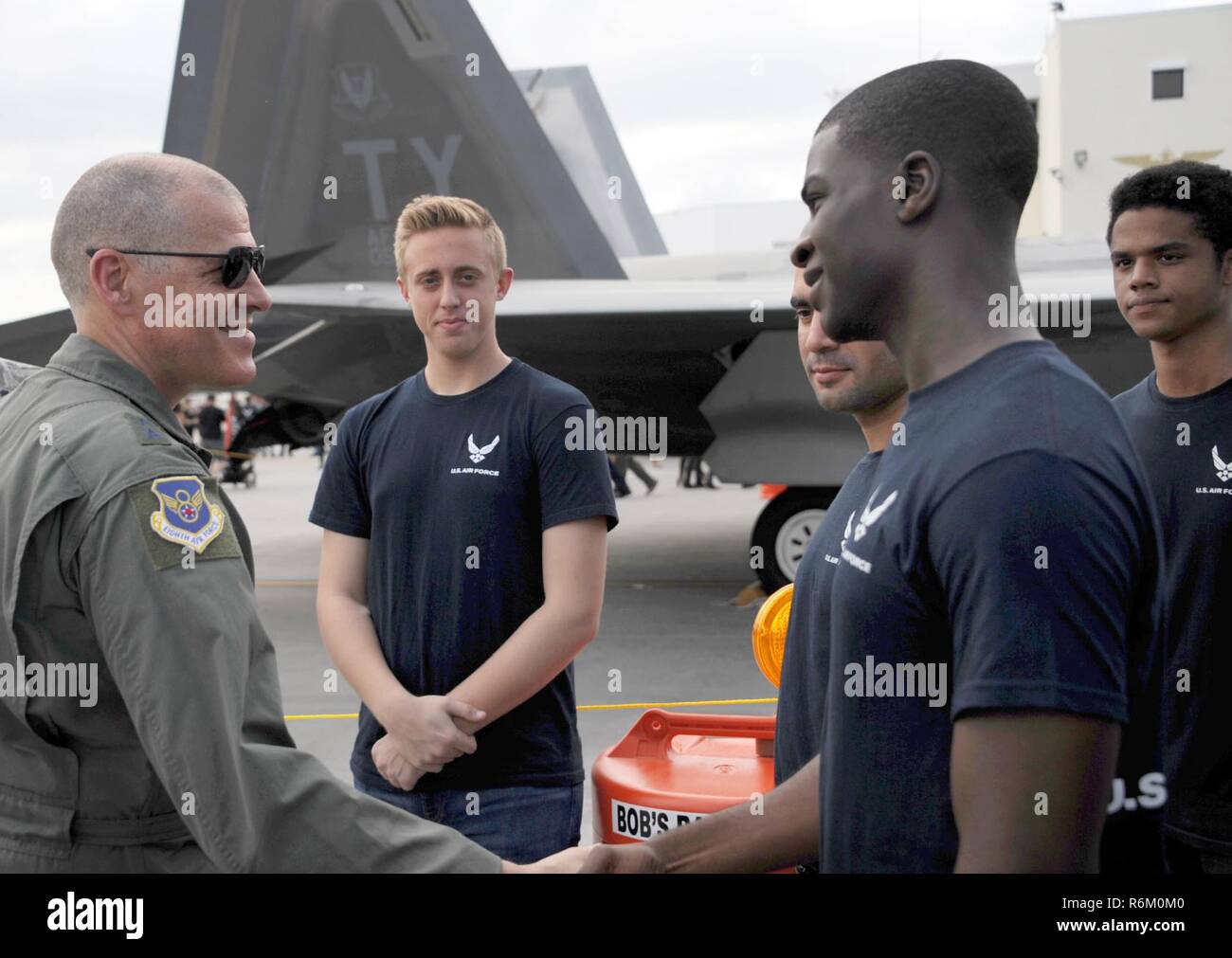 Air Force Maj. Gen. Thomas Bussiere, Eighth Air Force commander, meets ...