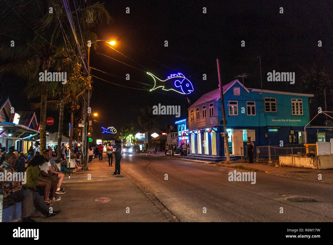 Street scene outside the famous Oistins fish fry which happens Friday ...