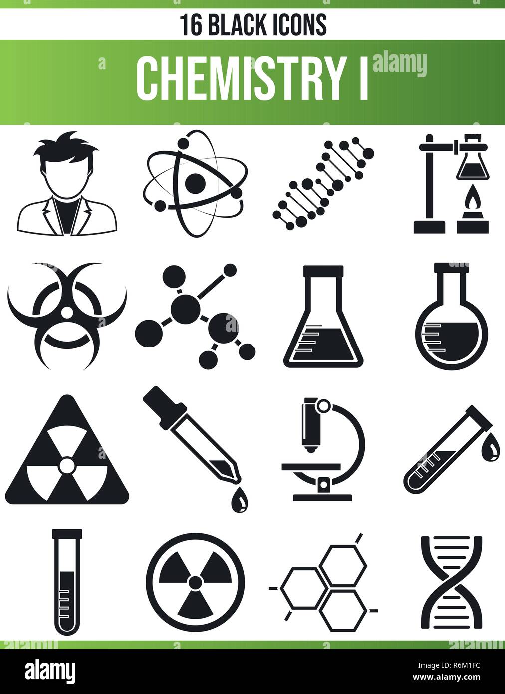 Black pictograms / icons on Chemistry. This icon set is perfect for ...