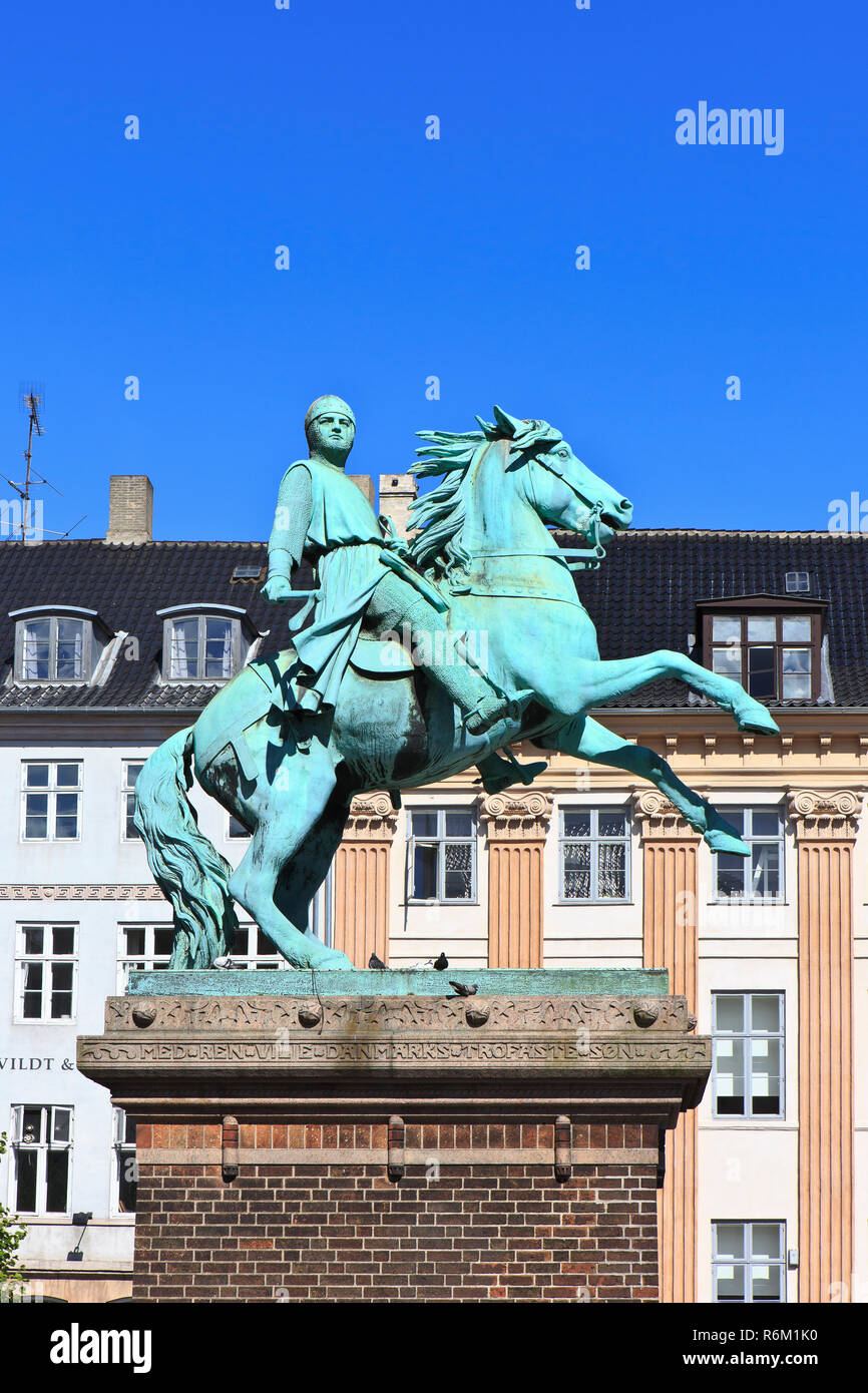 Equestrian monument to archbishop and statesman Absolon (1128-1201) in ...