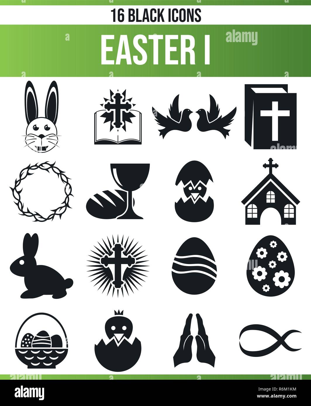 Black pictograms / icons for Easter. This icon set is perfect for ...