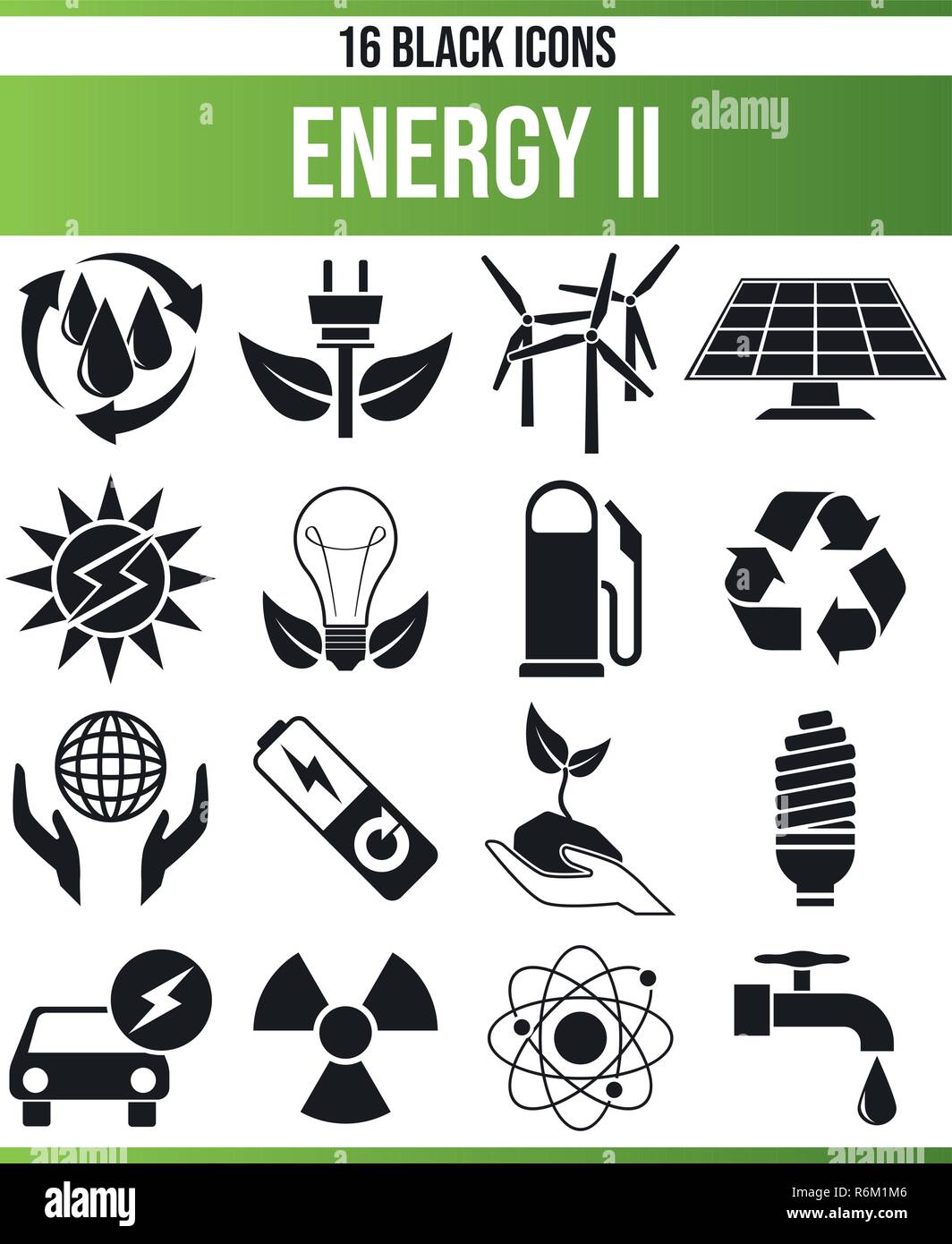 Black pictograms / icons on renewable energy. This icon set is perfect ...