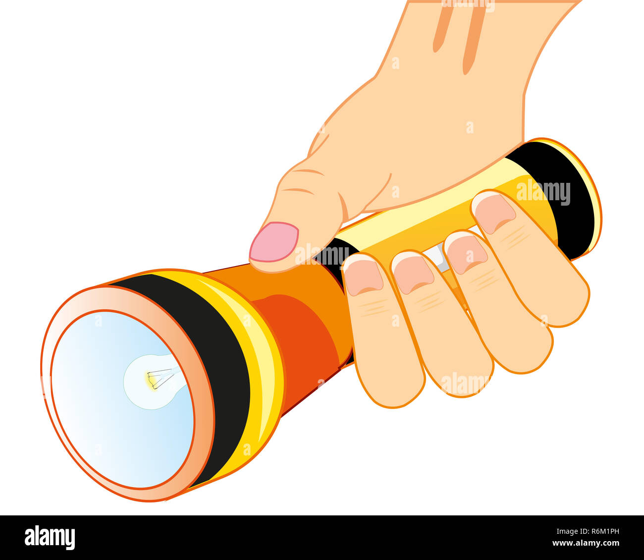 Hand with flash-light Stock Photo - Alamy