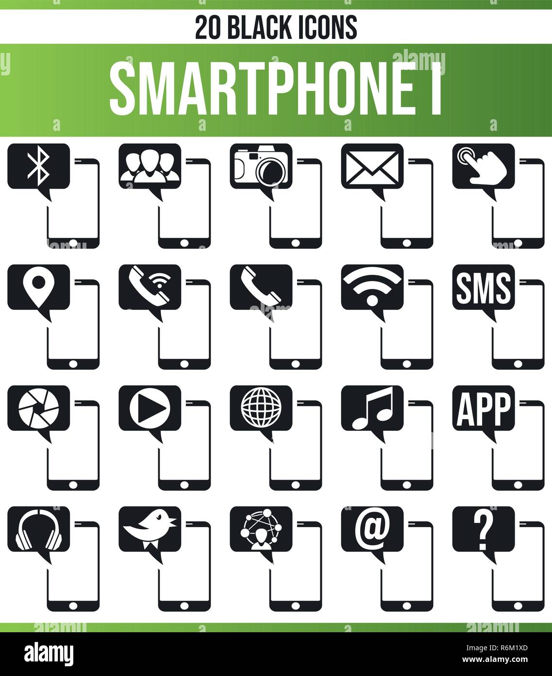 Black pictograms / icons on smartphone. This icon set is perfect for ...
