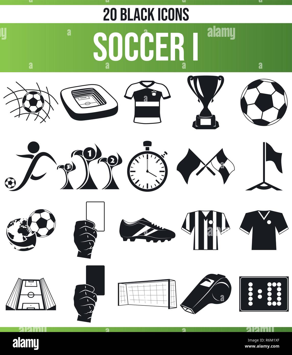 Black pictograms / icons about football. This icon set is perfect for ...