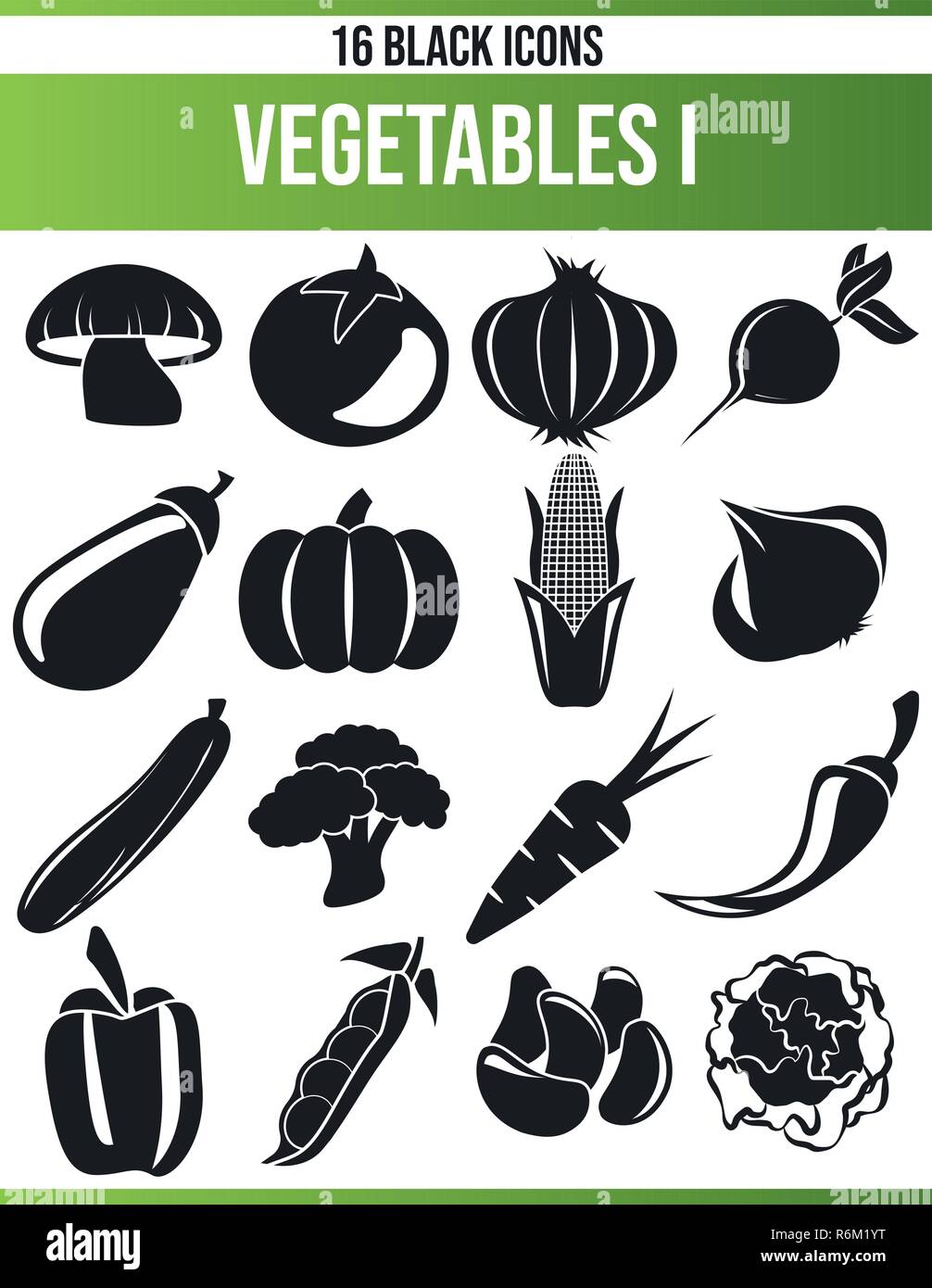 Black pictograms / icons on vegetables. This icon set is perfect for ...