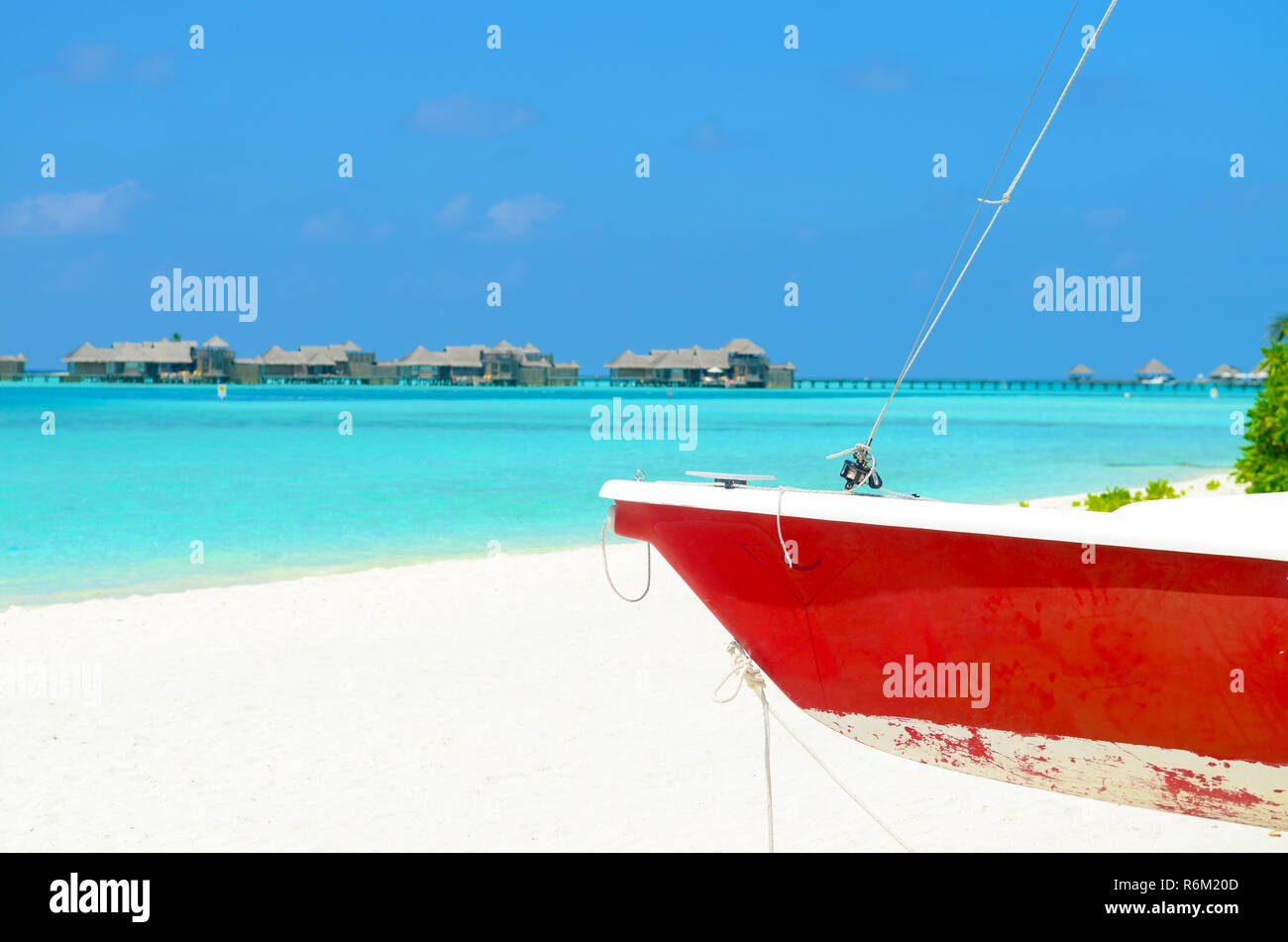 Boat at maldives island Stock Photo - Alamy