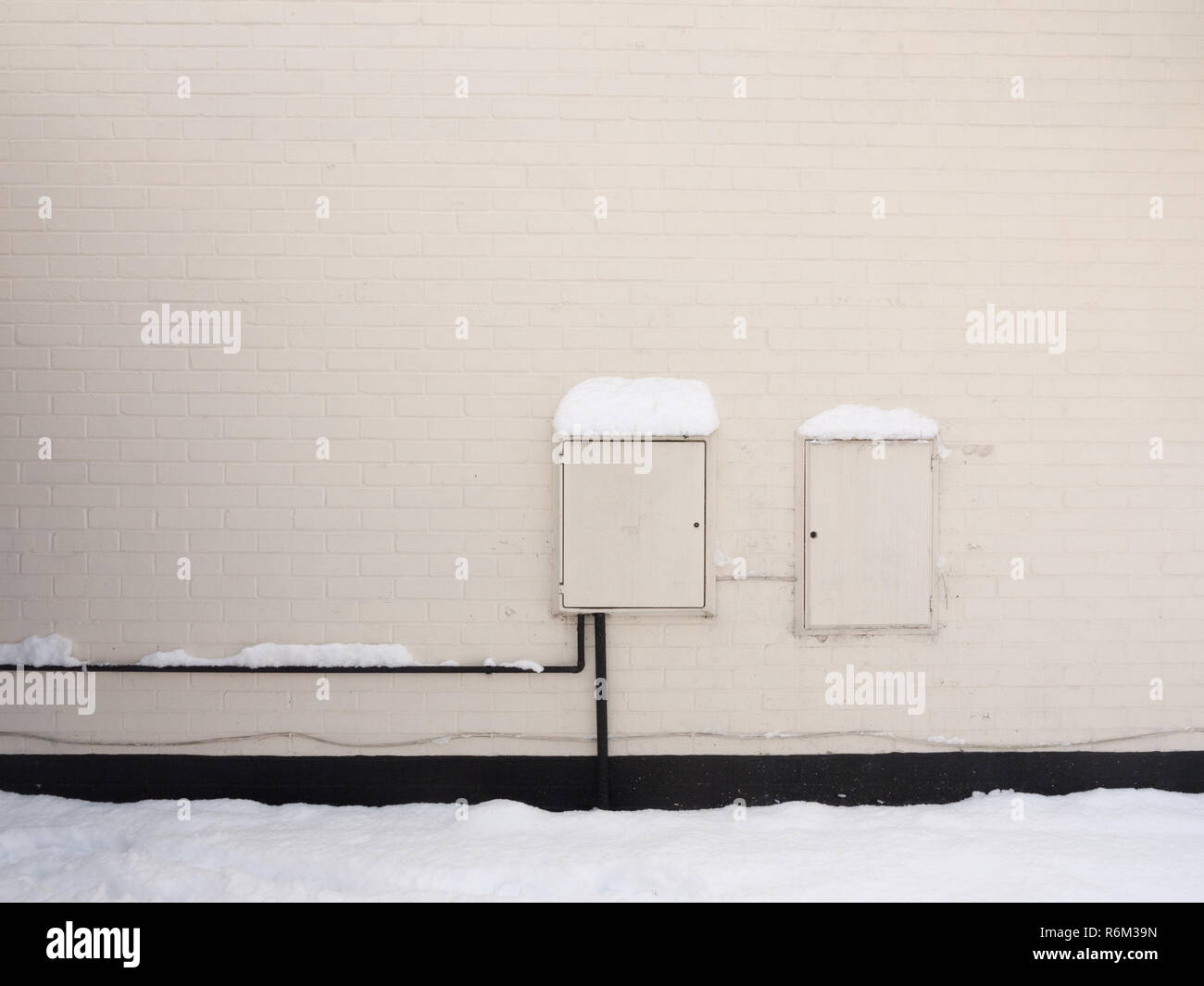 outside of house with electrical and gas white box points uk power ...