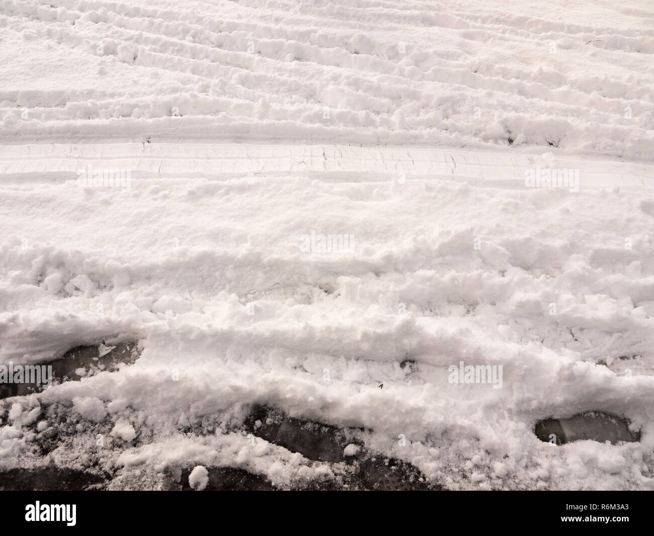 surface full view of snow on ground with footsteps texture winter Stock ...