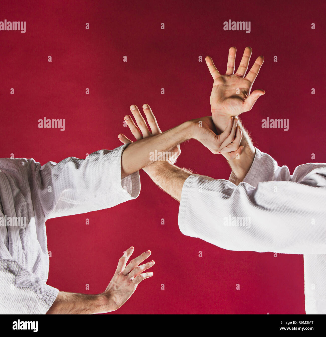 Two men fighting at Aikido training in martial arts school Stock Photo ...