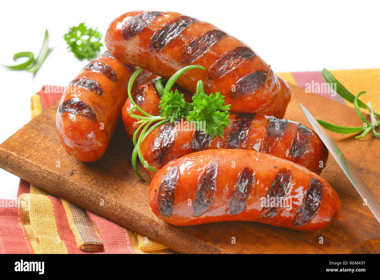 grilled short sausages Stock Photo - Alamy