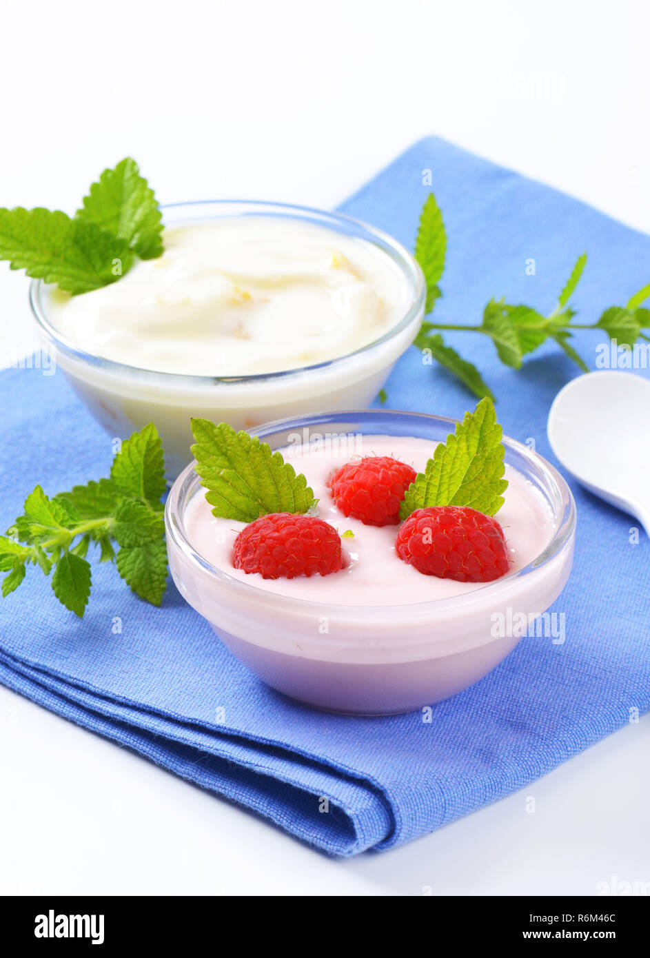 bowls of fruit yogurt Stock Photo - Alamy