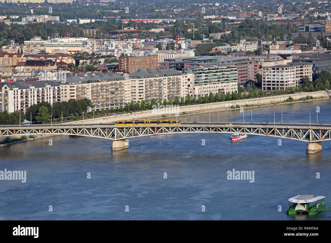 Aerial view yellow tram crossing hi-res stock photography and images ...