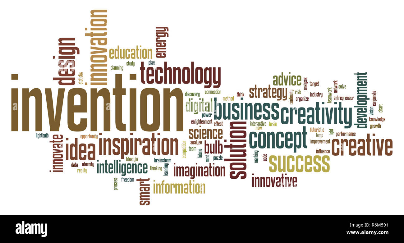 Invention word cloud Stock Photo - Alamy