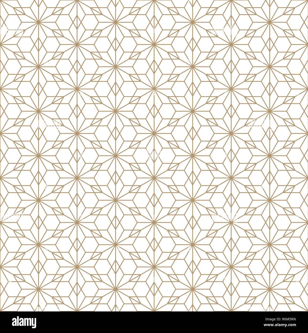 Japanese seamless Kumiko pattern in golden silhouette with fine lines ...