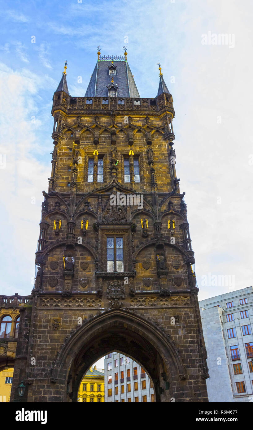 The Powder Tower or Powder Gate in Prague, Czech Stock Photo - Alamy