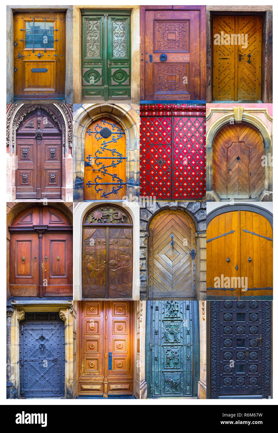 Collage of medieval front doors Stock Photo - Alamy