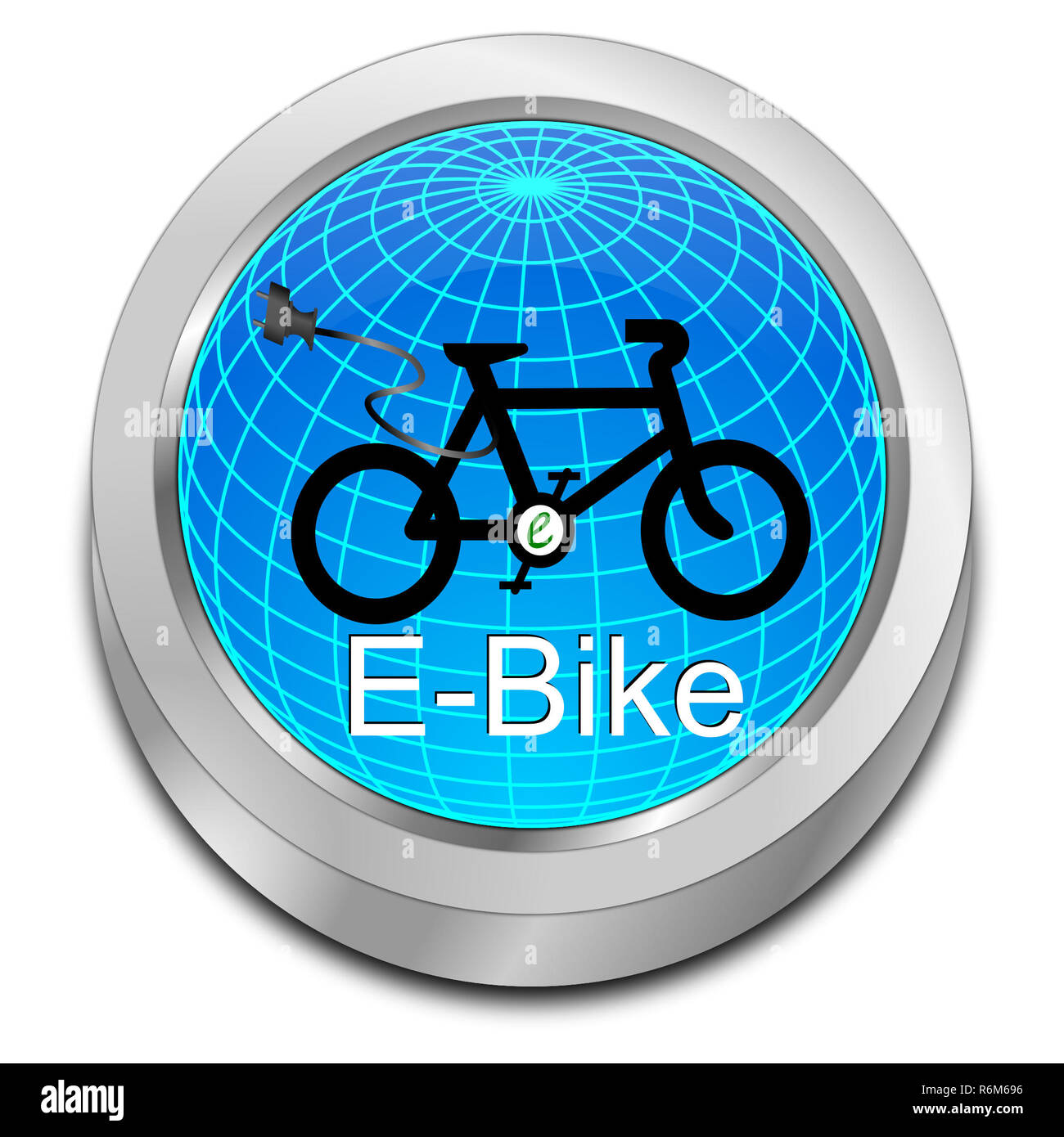glossy blue E-Bike Button - 3D illustration Stock Photo - Alamy