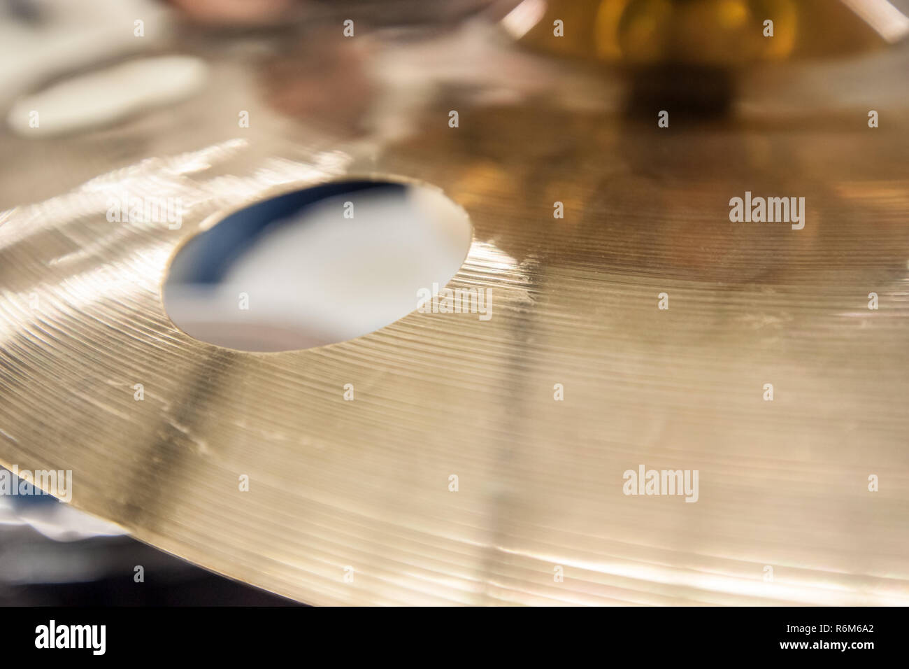 Drummer playing on drum set top view. Live music concert, band during ...