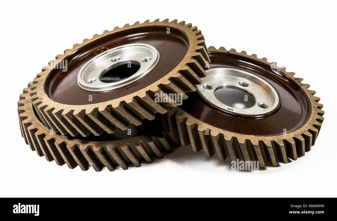 Antique automotive fiber camshaft timing gears stacked Stock Photo - Alamy
