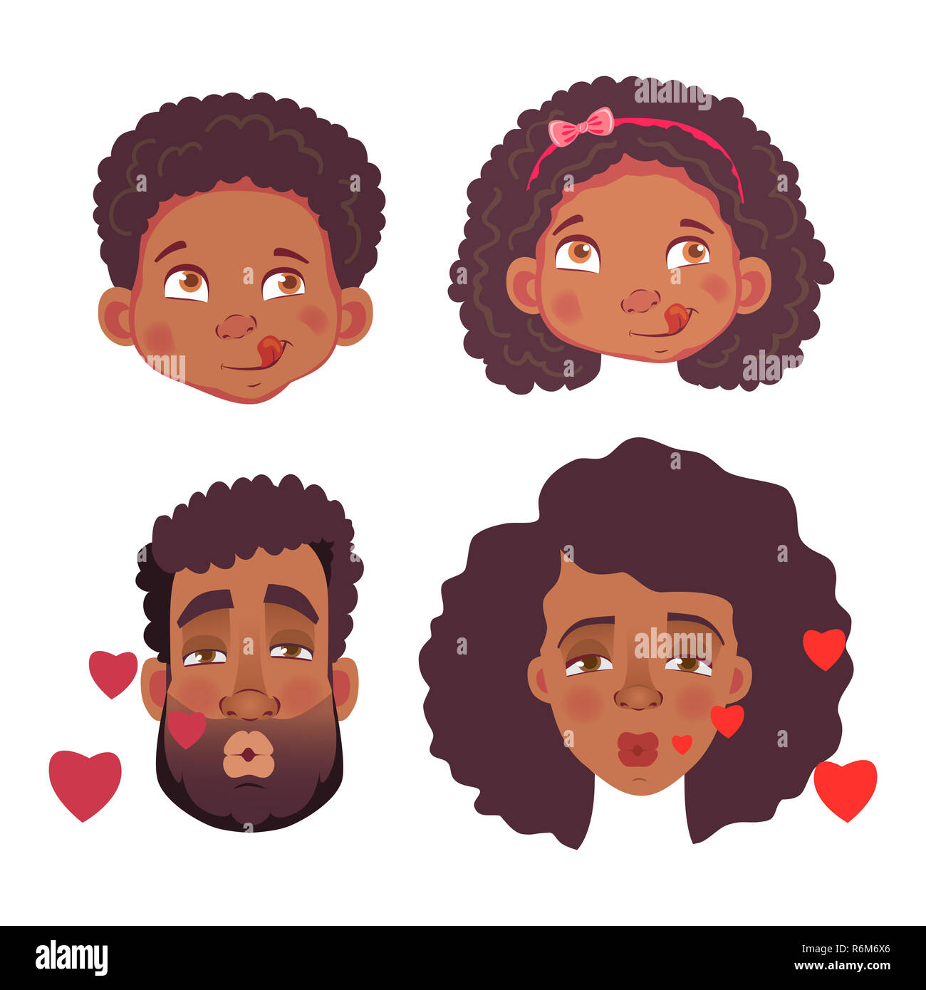 Emotions of african human. Facial expression. Head icon. Face ...