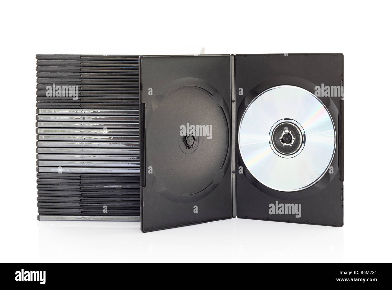 Dvd boxes with disc on white background Stock Photo - Alamy