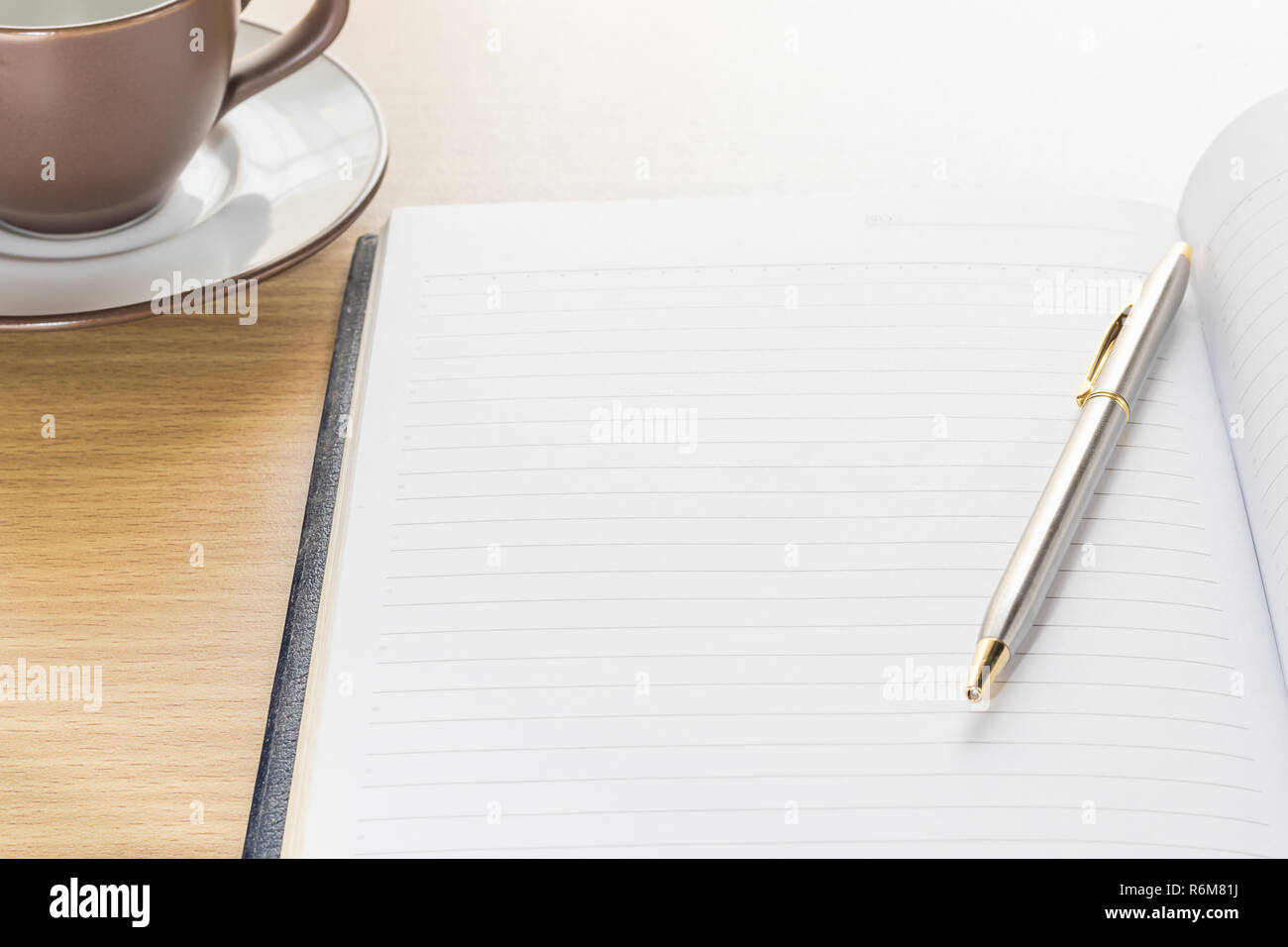 Pen and Notebook open blank page Stock Photo - Alamy