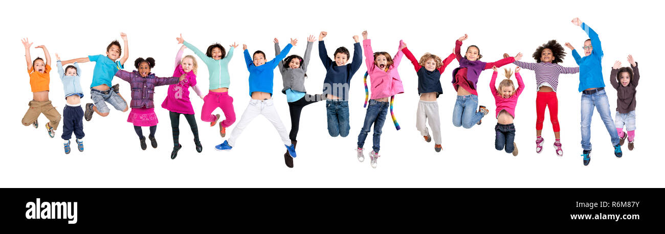 Kids jumping isolated Stock Photo - Alamy
