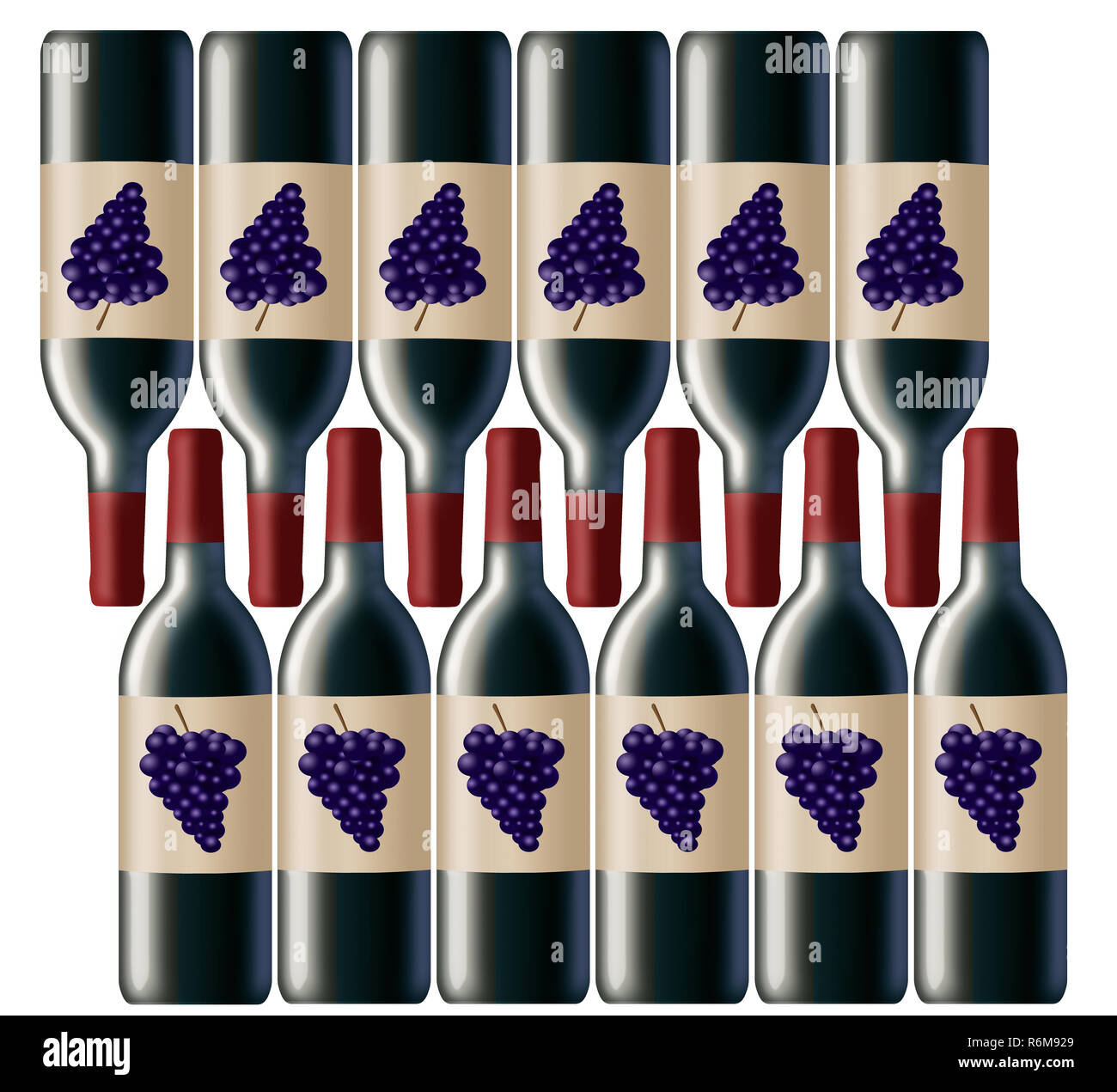 A case of 12 bottles of red wine is shown in this image. This is an ...