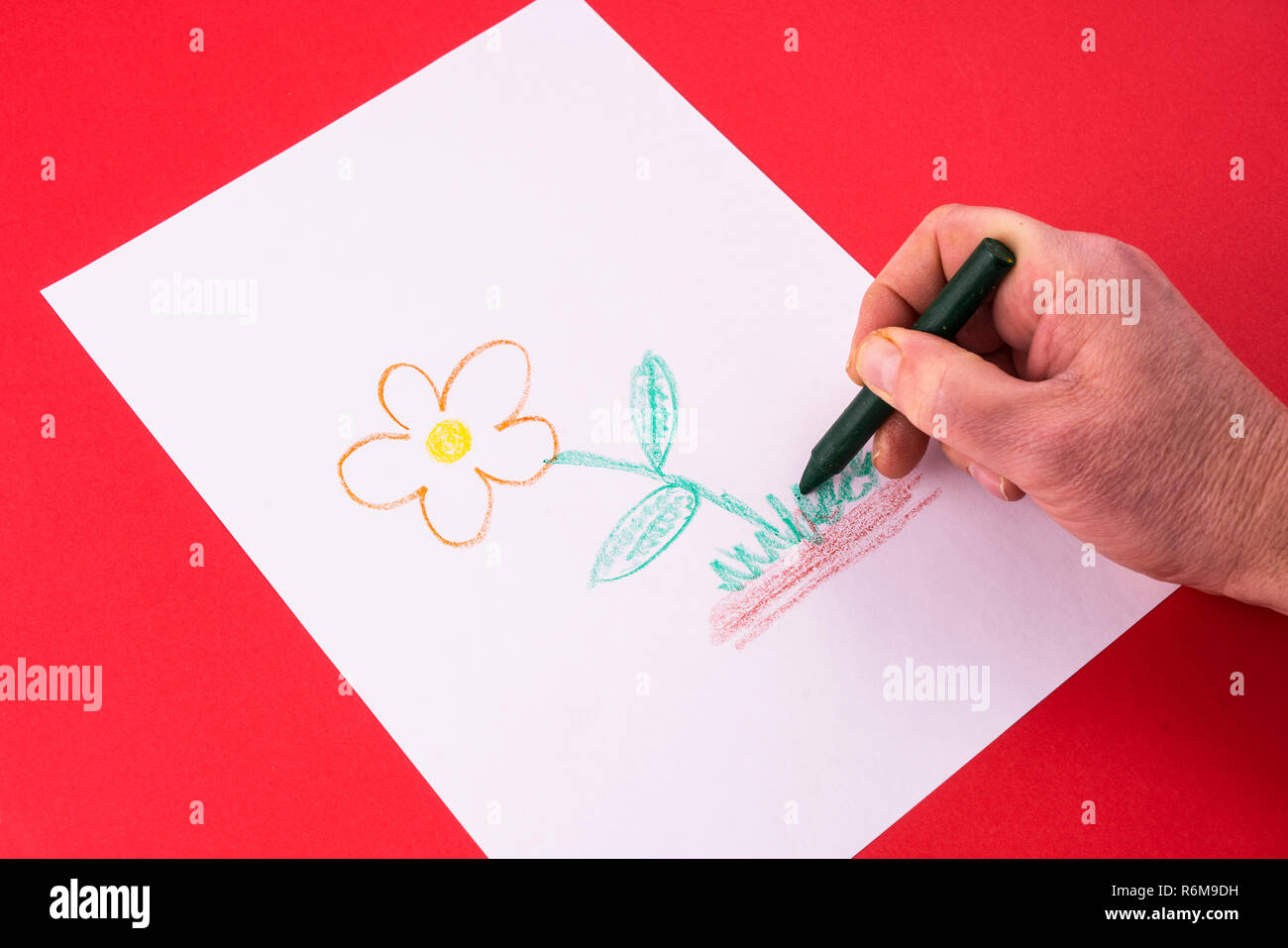 drawing with wax crayons Stock Photo - Alamy