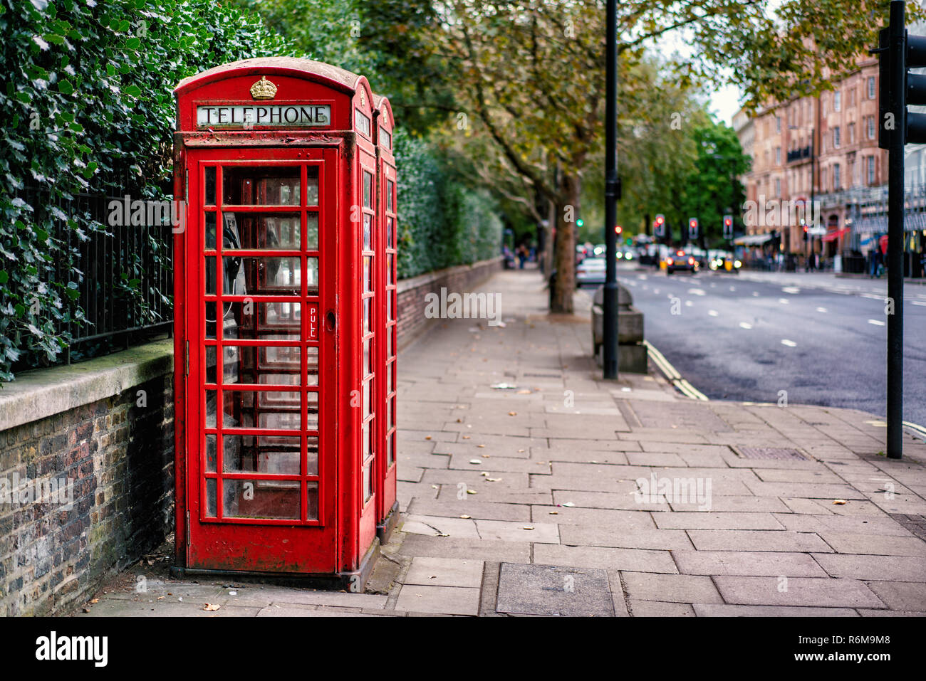 Traditional Red Telephone Box in London city, England Stock Photo - Alamy