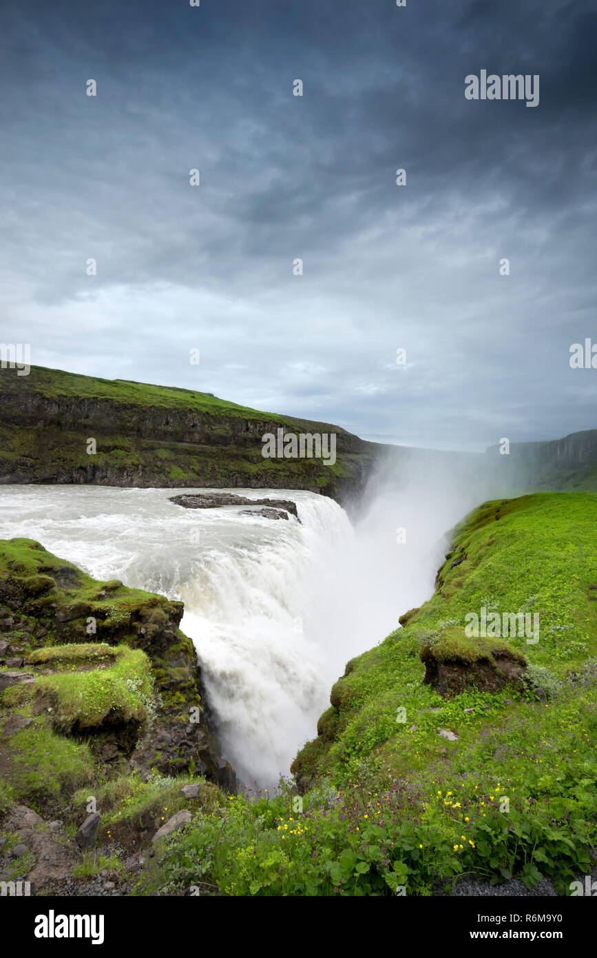 Gullfoss golden falls impressive icelandic hi-res stock photography and ...