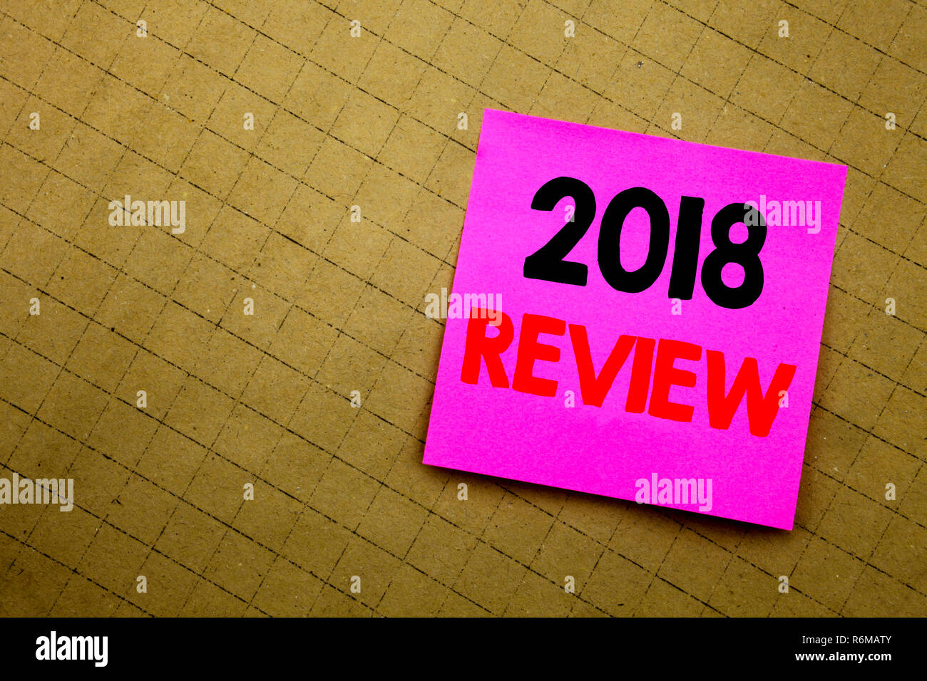 Handwritten text caption showing 2018 Review. Business concept writing ...