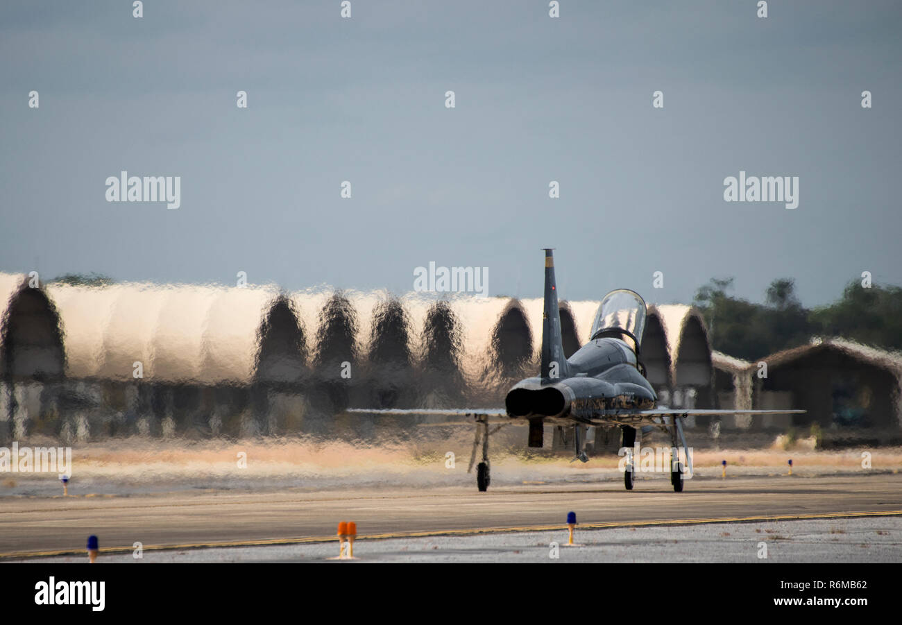 A 2nd Fighter Squadron T-38 Talon taxis down the runway at Eglin Air ...