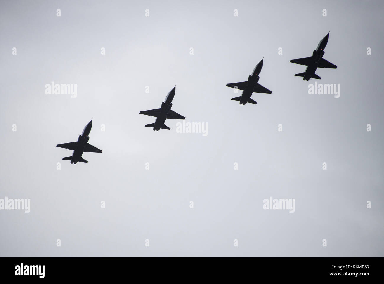 A formation of four 2nd Fighter Squadron T-38 Talons fly in formation ...