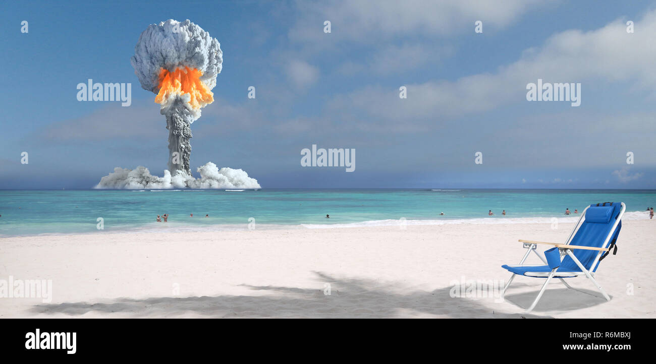 Nuclear explosion on the island Stock Photo - Alamy