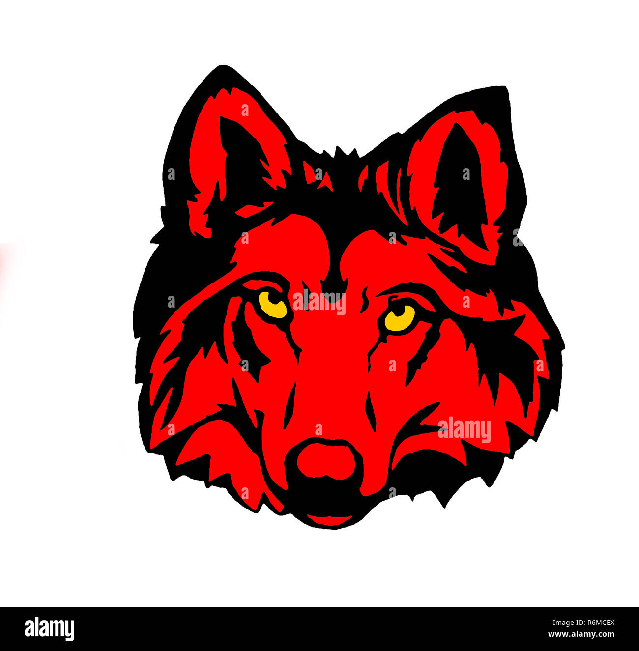Black And Red Wolf Drawing