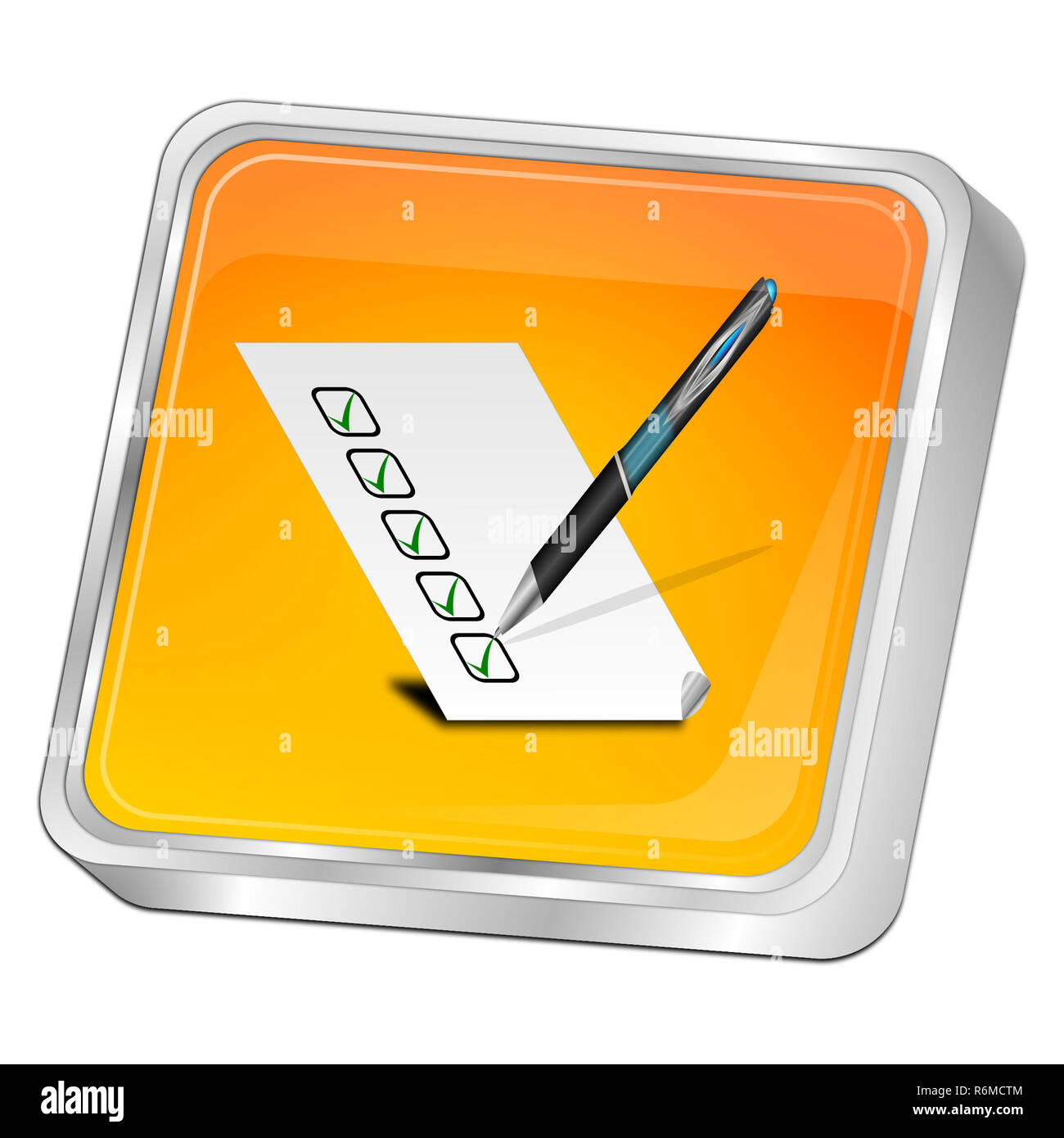 orange Button with check list - 3D illustration Stock Photo - Alamy
