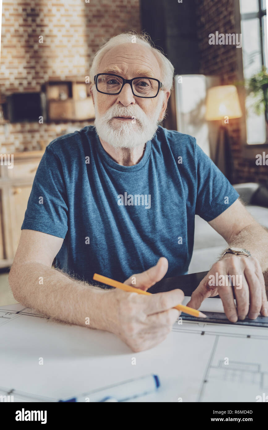 Portrait of serious retirement that working at project Stock Photo - Alamy