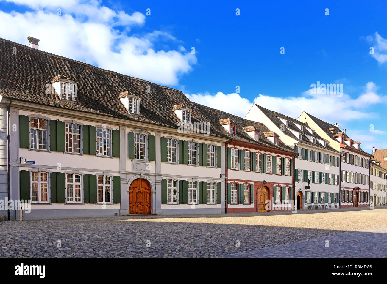 historic cathedral houses on mÃ¼nsterplatz in basel Stock Photo - Alamy